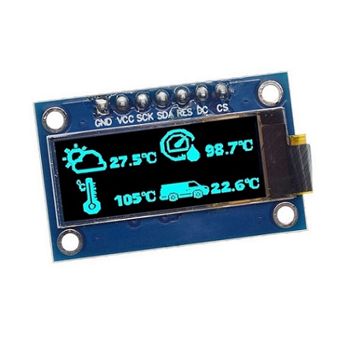 ماژول نمایشگر OLED آبی تک رنگ "0.91 اینچ 7 پین با رابط SPI - عصر الکترونیک